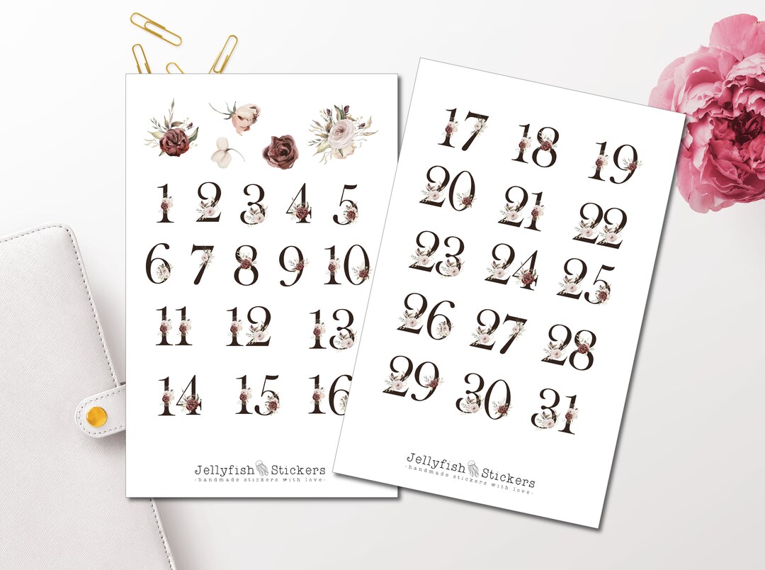Numbers Month Sticker Set - Journal Sticker Planner Sticker, Stickers ...