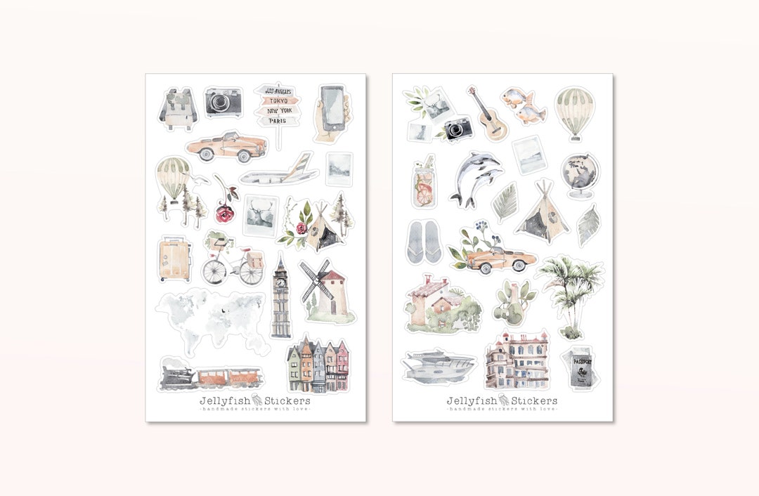 Travel Sticker Set - Stickers, Journal Stickers, Vacation Stickers ...