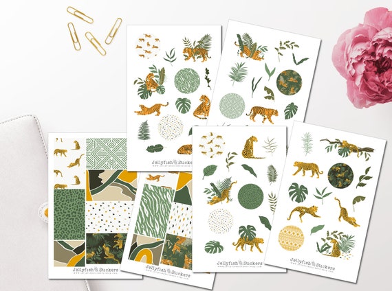 Leopard and Tiger Sticker Set Journal Planner Stickers | Etsy