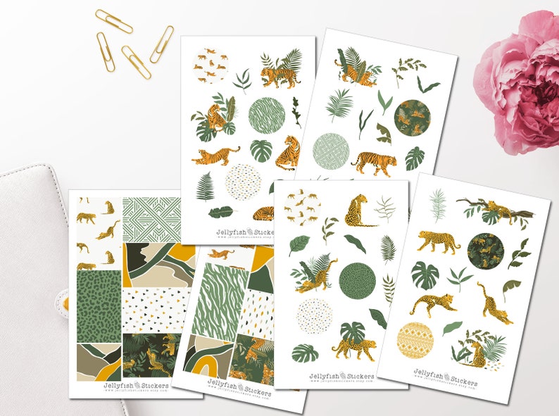 Leopard and Tiger Sticker Set Journal Planner Stickers | Etsy