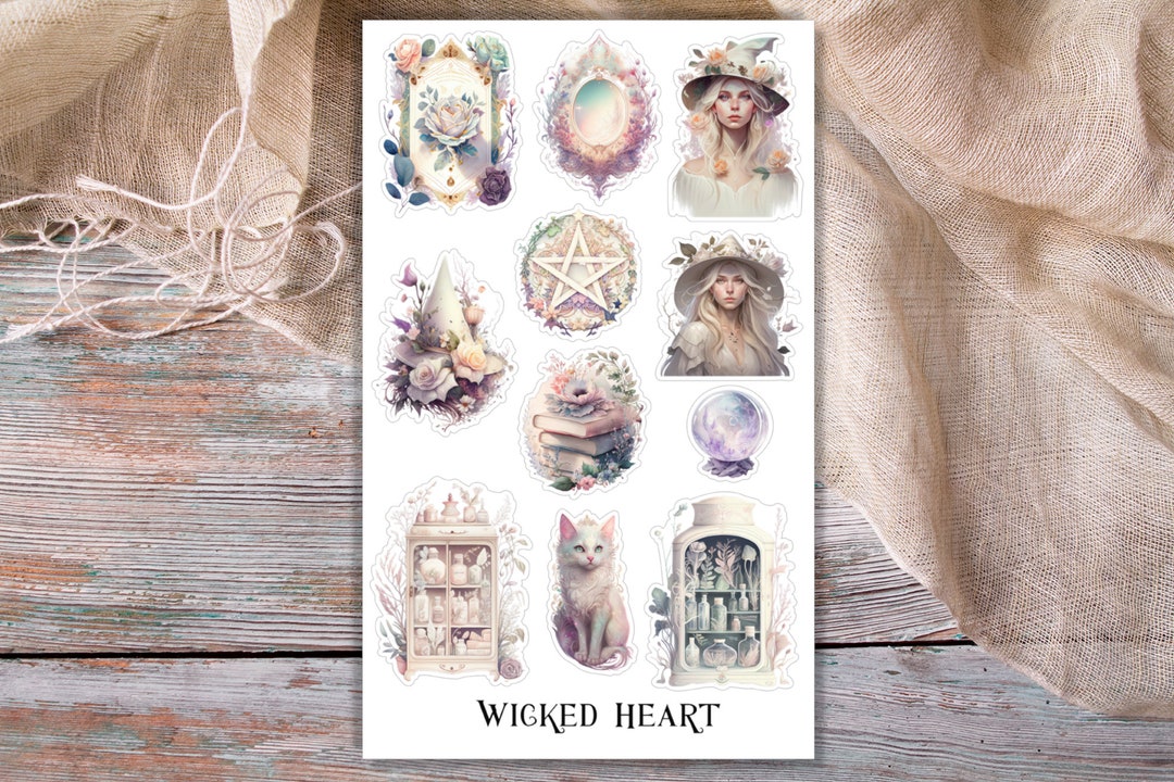 White Witch Sticker Sheet Stickers, Magic, Spells, Witch Book, Tarot ...