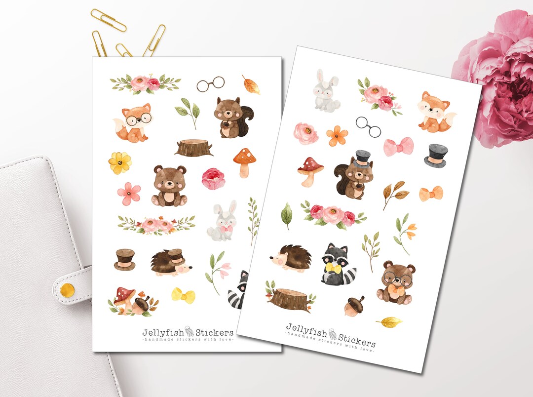 Autumn Animals Cute Sticker Set Journal Stickers, Journal Stickers ...