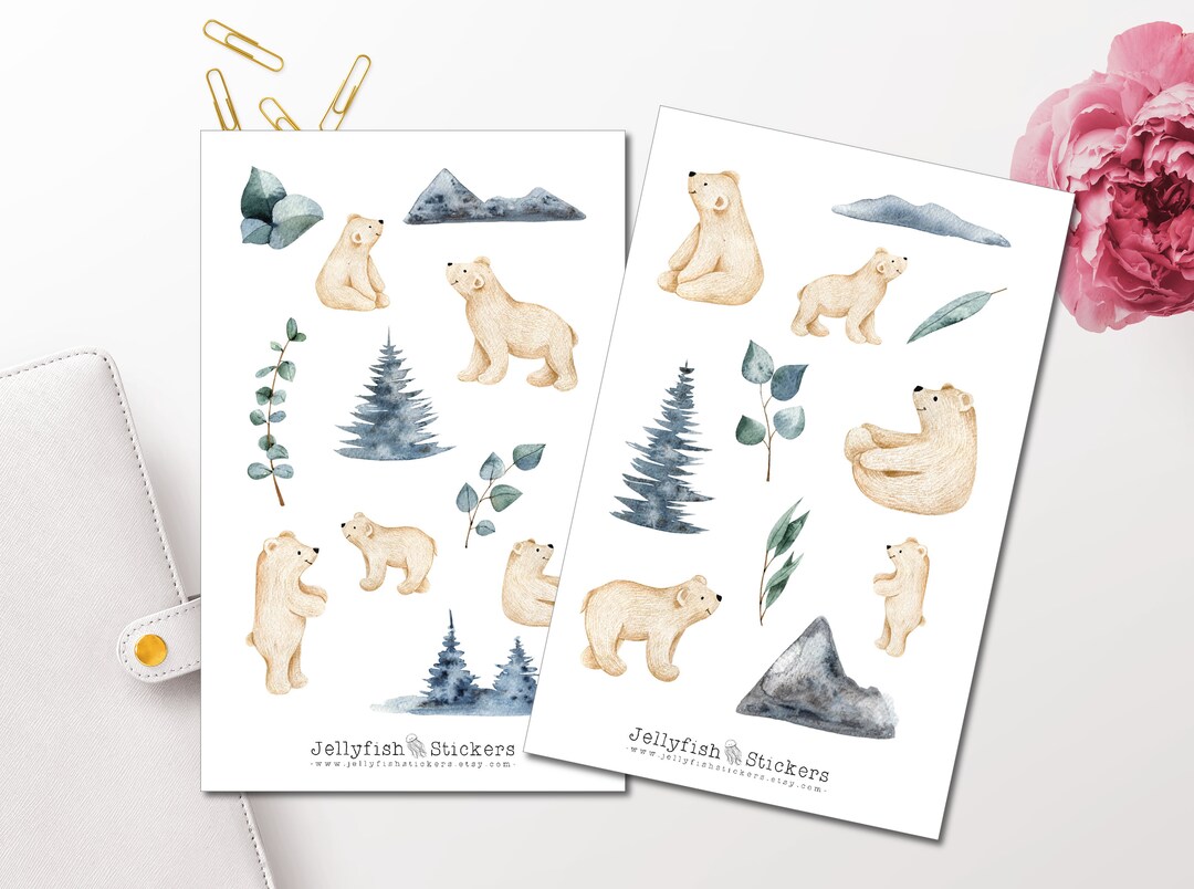 Polar Bears Sticker Set Journal Stickers Planner Stickers Christmas ...