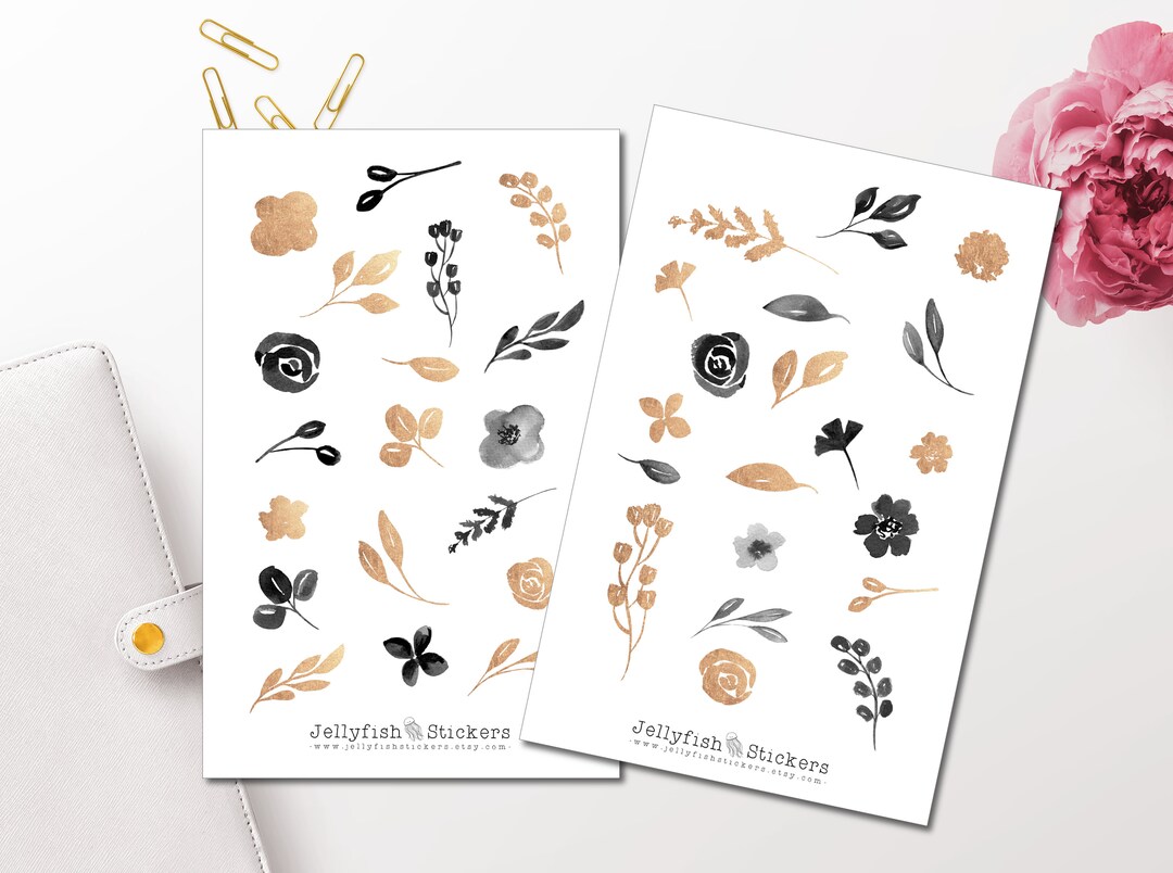 Rose Sticker Set Floral Stickers, Journal Stickers, Flower Stickers ...