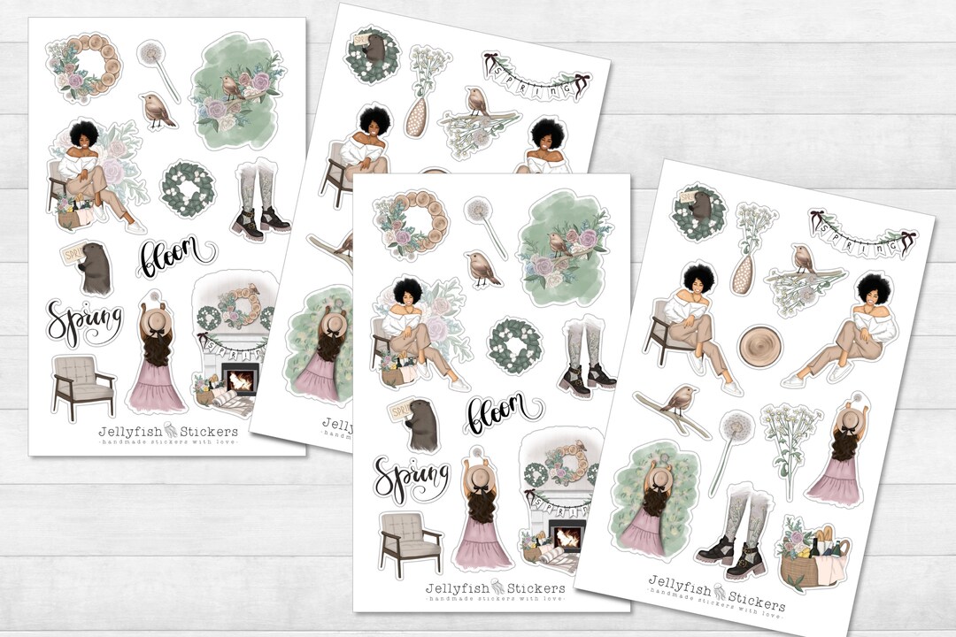Girls Spring Sticker Set - Journal Stickers, Planner Stickers, Girls ...