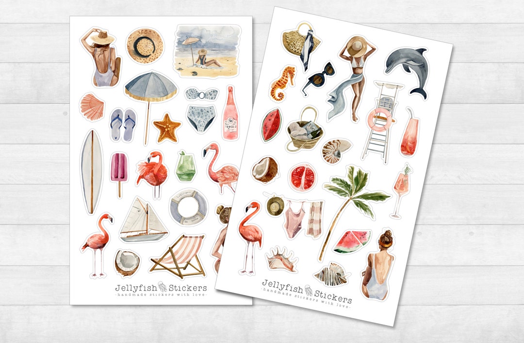 Summer Vacation Sticker Set Stickers, Journal Stickers, Stickers Beach ...