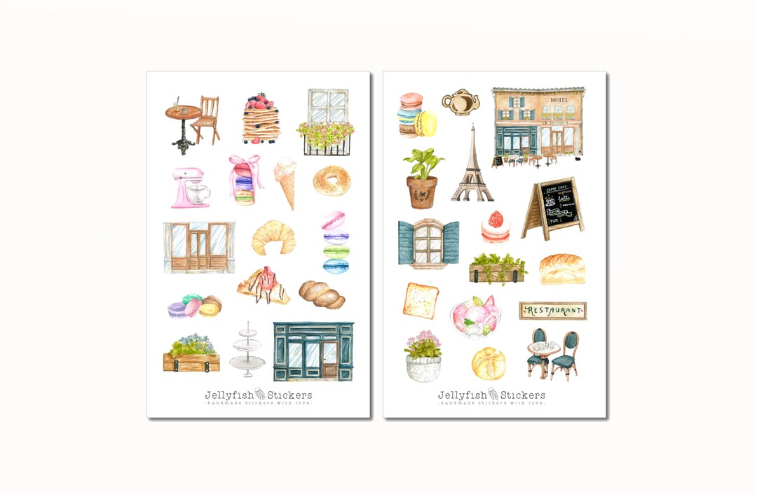 Café Sticker Set - Journal Stickers, Planner Stickers, Baking, Kitchen ...
