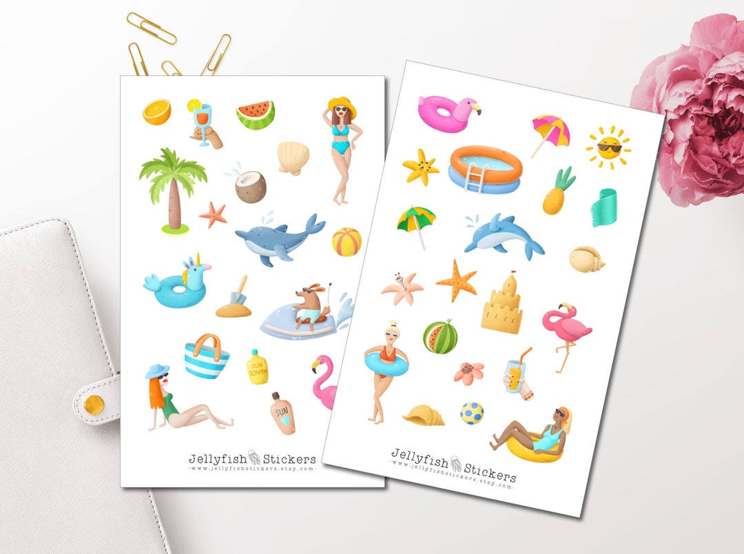 Pool Sticker Set Summer Stickers Journal Stickers Beach Stickers ...