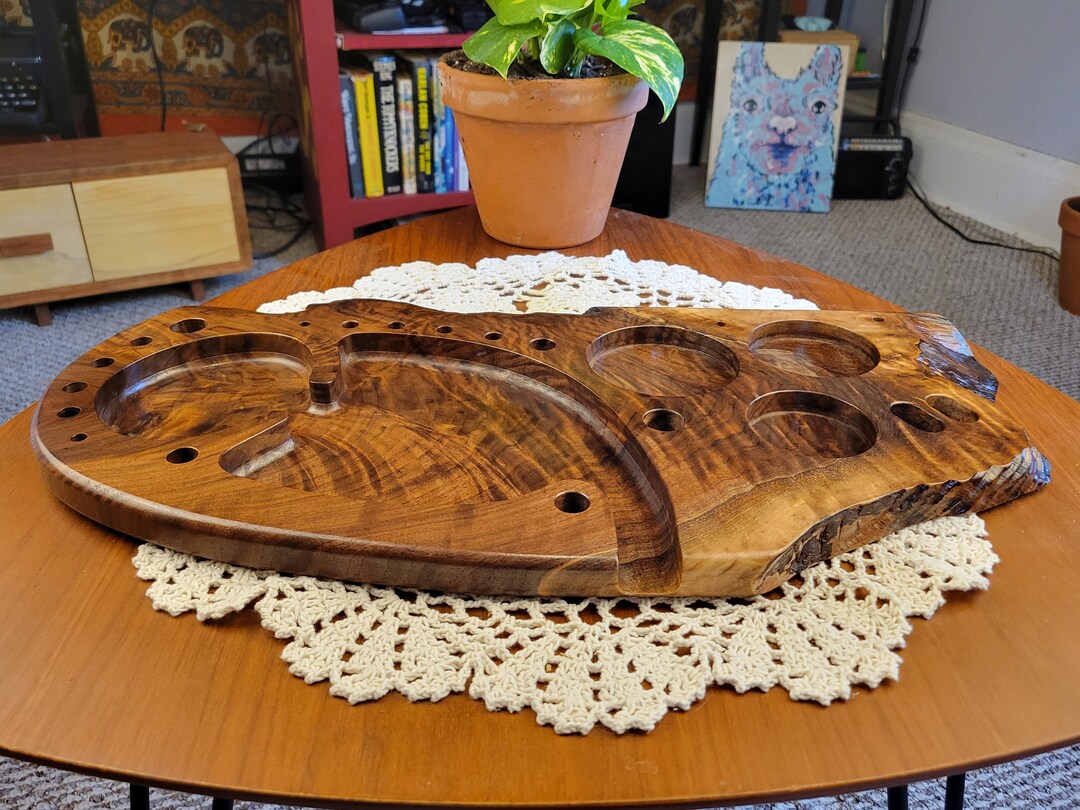 Wooden Rolling Tray Large Rolling Tray Handmade From Live Edge Walnut ...