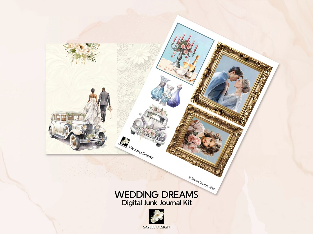 Watercolor Wedding Junk Journal Kit, Pastel Wedding, Spring Summer ...