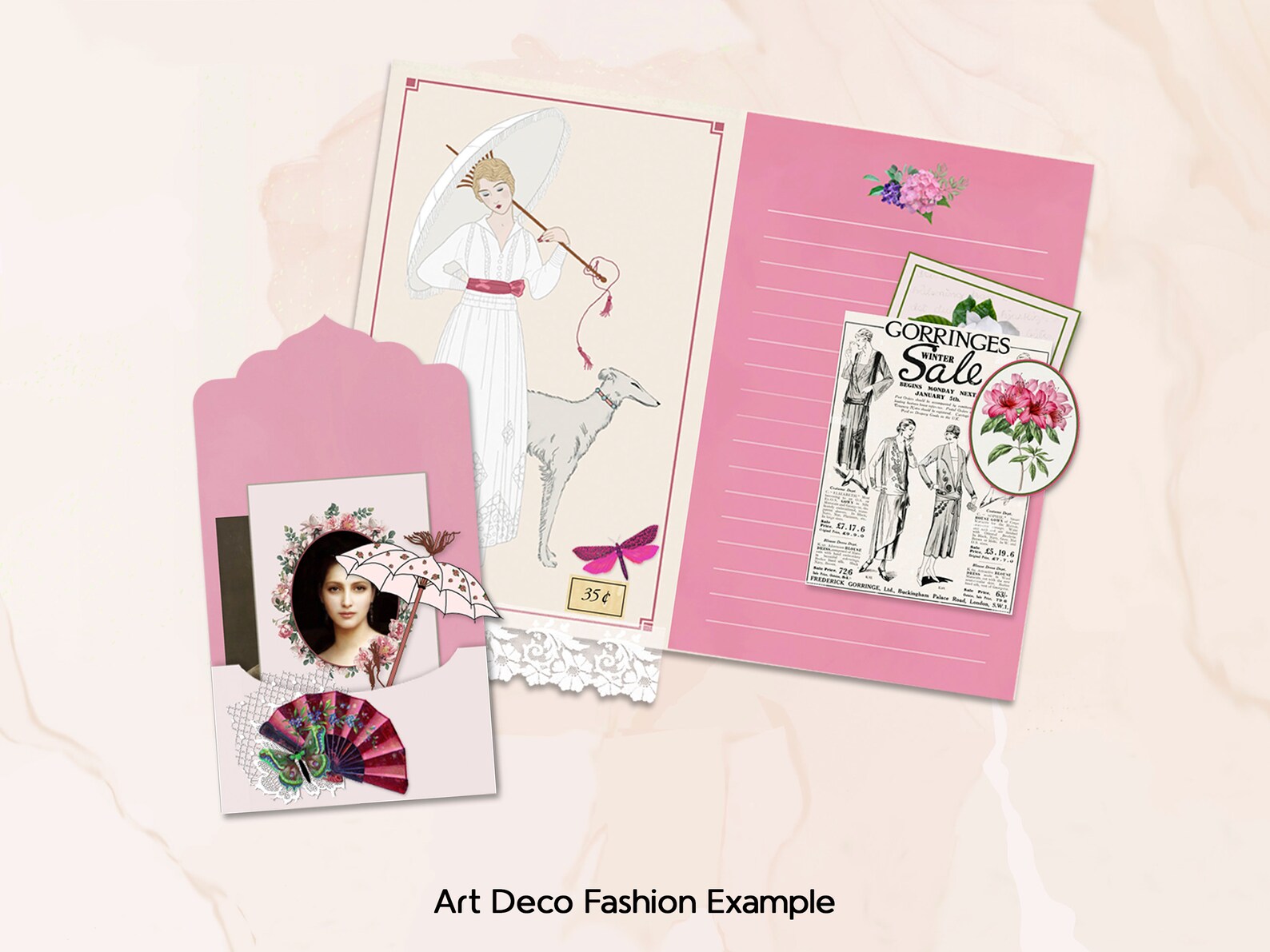 Junk Journal Fashion Kit, Art Deco Instant Download, Digital Vintage ...