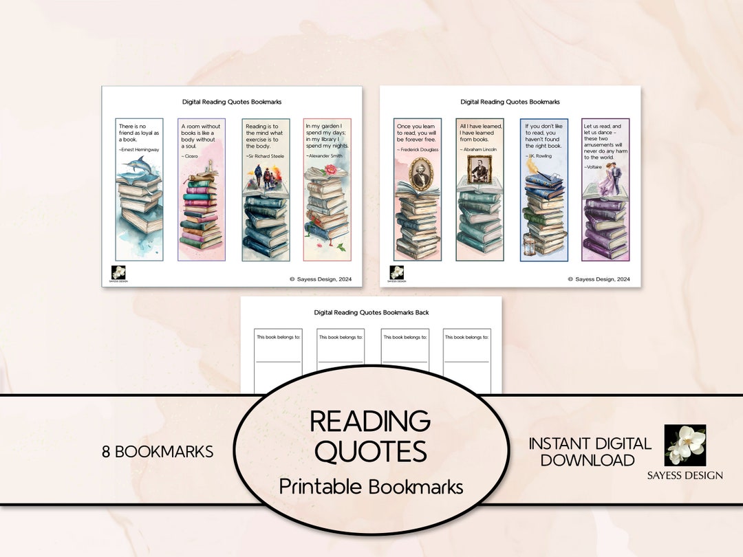 Reading Quotes Bookmarks, Printable Bookmarks, Digital Bookmarks ...