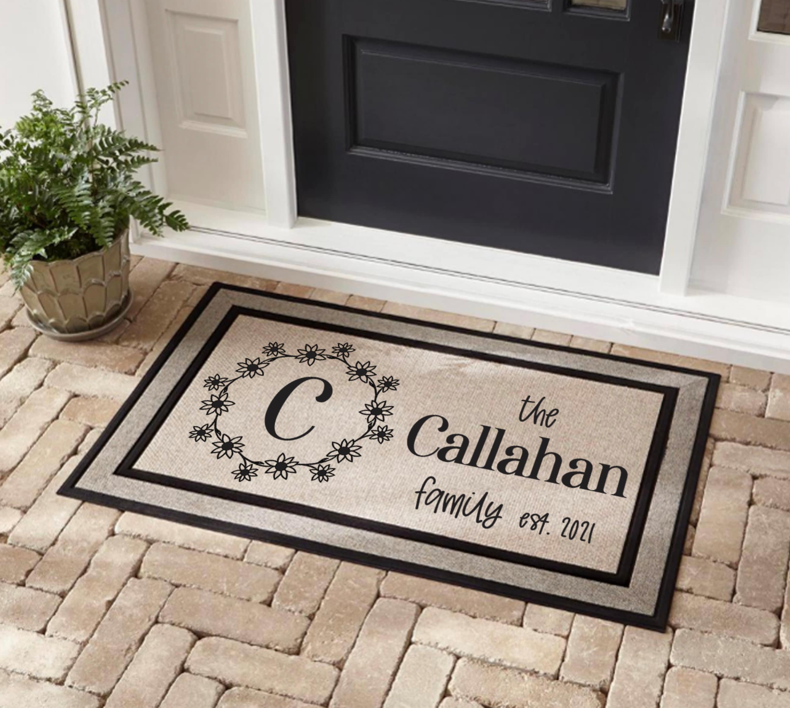 Daisy Monogram Doormat Custom Family Last Name Doormat - Etsy