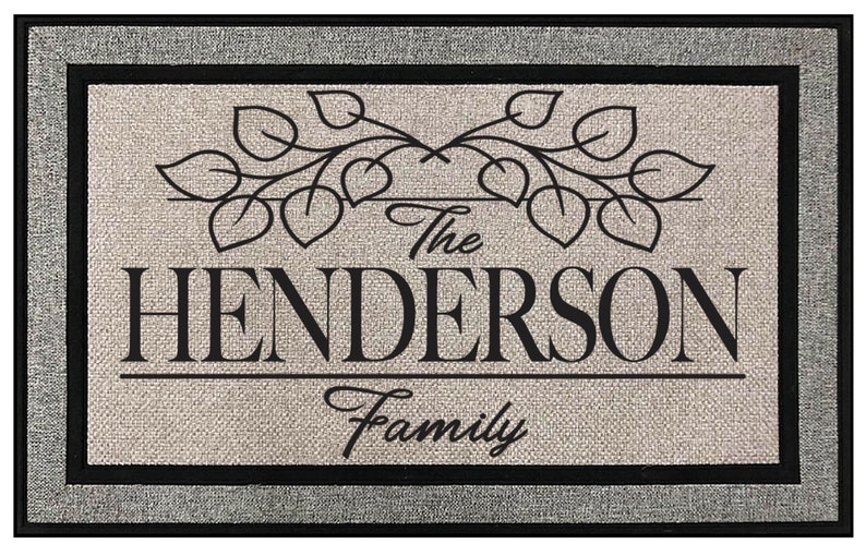 Leaf Monogram Custom Family Last Name Doormat Welcome Mat | Etsy