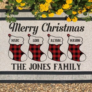 Personalized Christmas Welcome Mat, Personalized Holiday Doormat, Santa ...
