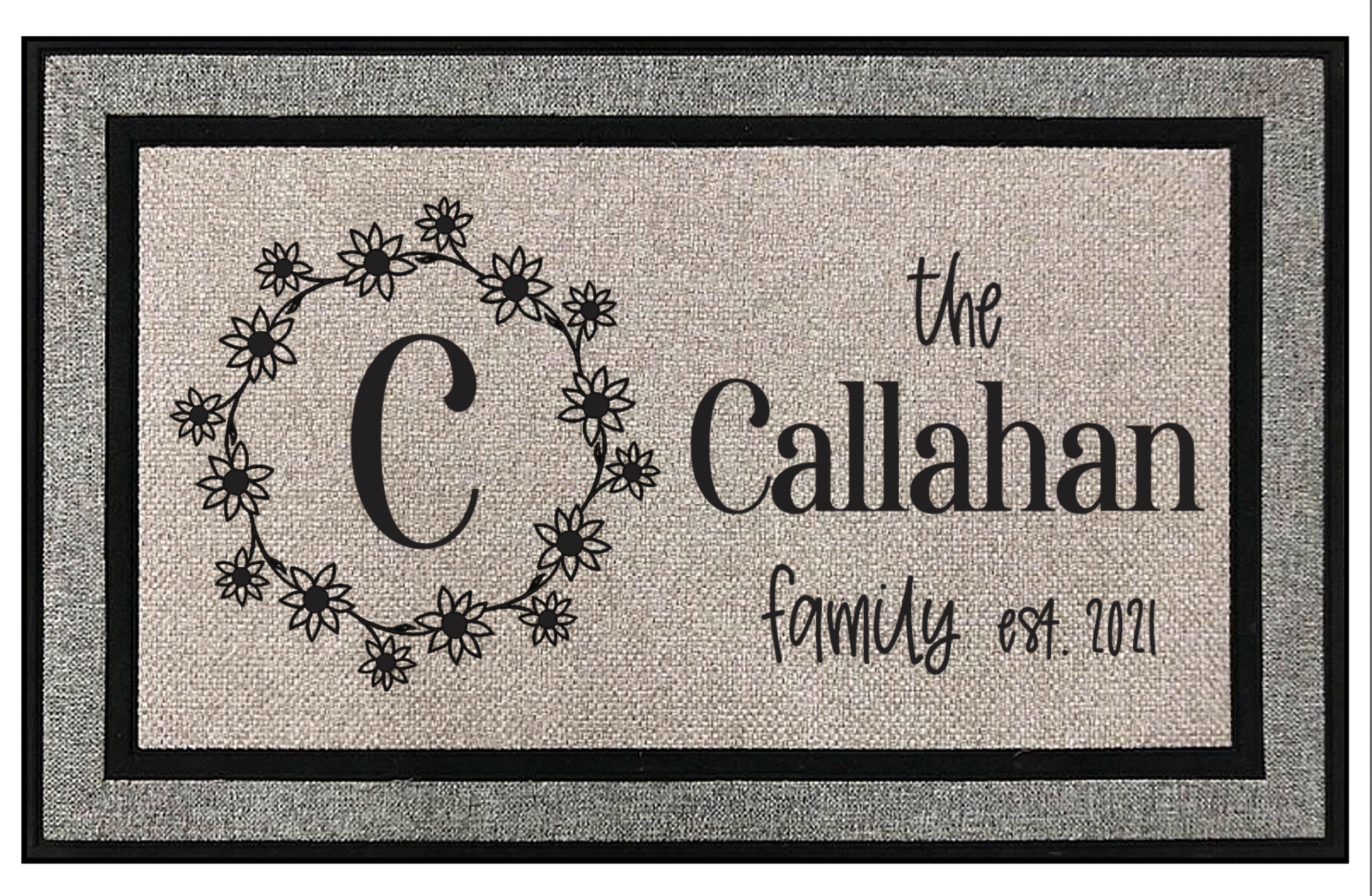 Daisy Monogram Doormat Custom Family Last Name Doormat - Etsy