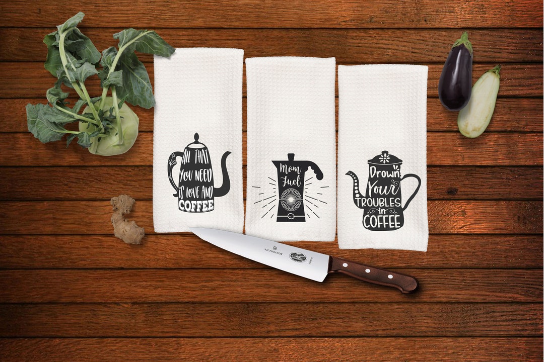 Funny Coffee Kitchen Towel Set, Great Gift for Mom, Kitchen Decor ...