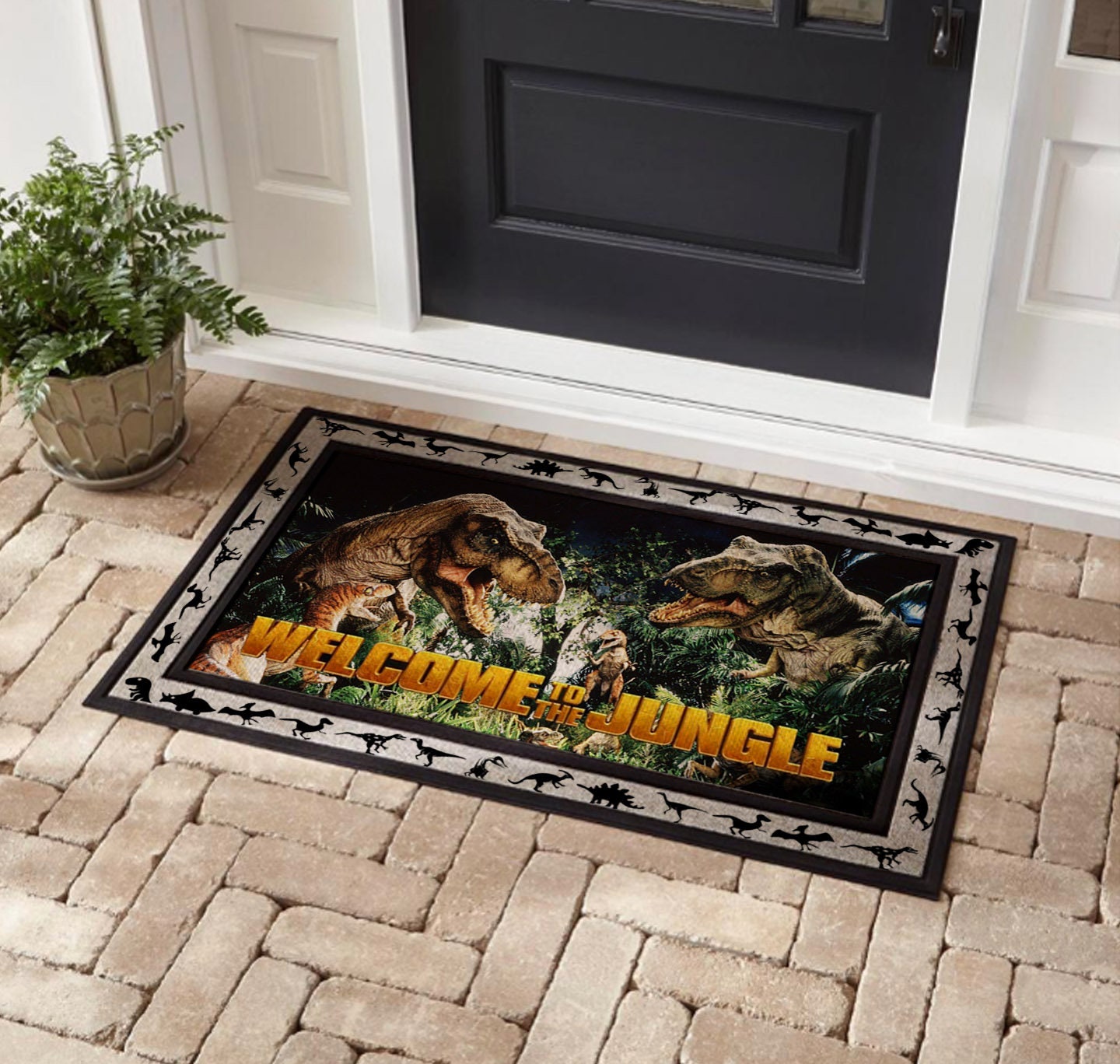Welcome to the Jungle Doormat, Jurassic Age Dinosaur Doormat, Great ...