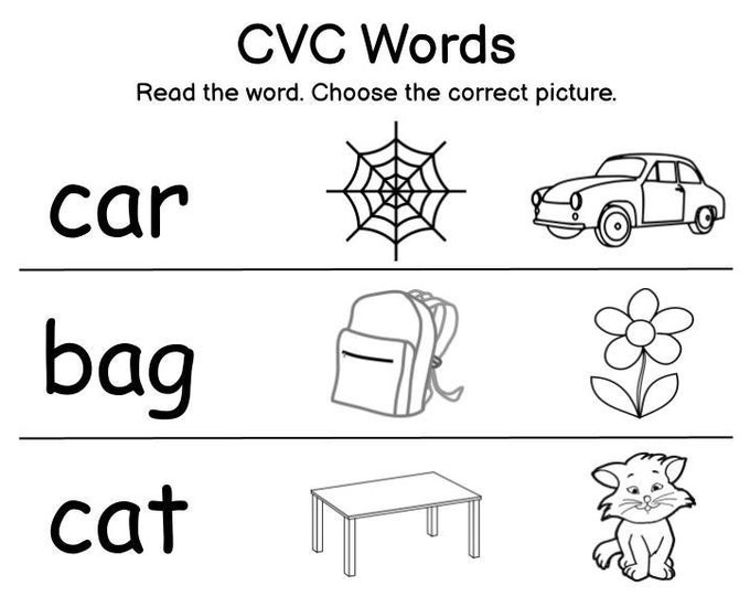 Phonics Worksheets CVC Write the Words for Kindergarten and First Grade ...