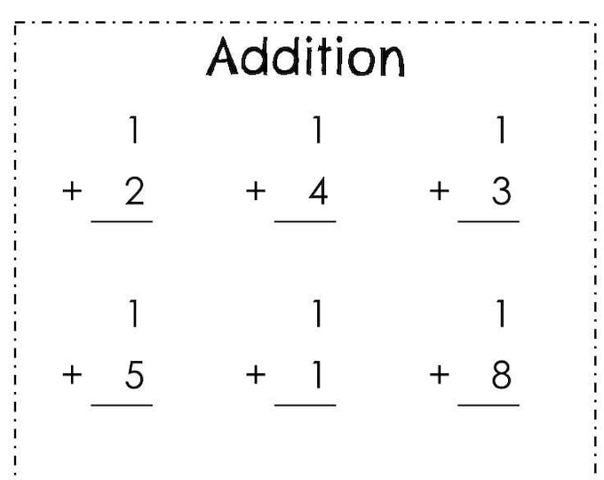 20 Printable Addition Worksheets Numbers 1-10 for Preschool ...