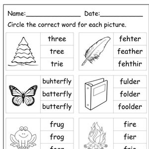 10 Printable Circle the Correct Word, Spelling for Kindergarten ...