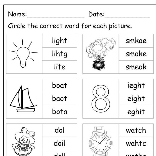Circle the Word Worksheets - Etsy
