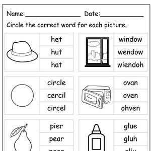 10 Printable Circle the Correct Word, Spelling for Kindergarten ...
