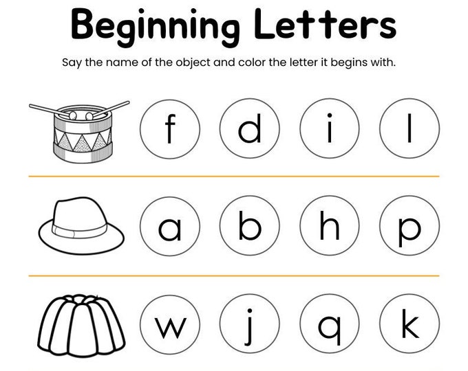 10 Printable Beginning Letters Worksheets for Kindergarten Preschool ...