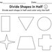 Printable Fractions Worksheet: Divide Shapes in Half (PDF) - Etsy