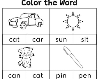 CVC Words Worksheet: Color the Word, Phonics Printable (PDF) - Etsy