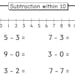 Subtraction Worksheets: Numbers 1-10 With Number Line (PDF) - Etsy