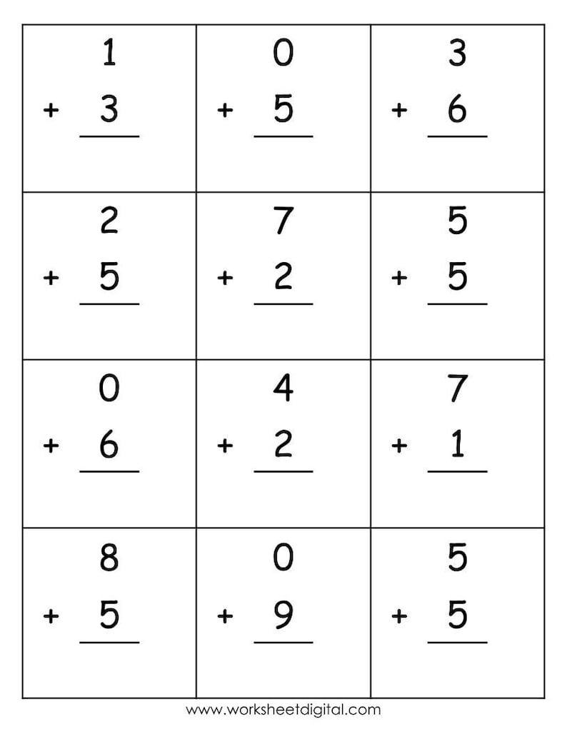 Kindergarten Addition Worksheets: Single Digit Math (PDF) - Etsy