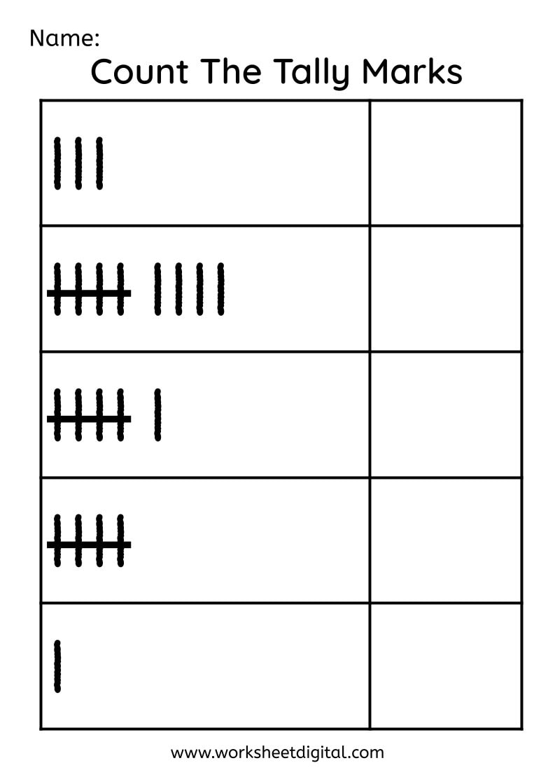 Numbers 1 - 20 Tally Marks Printable Worksheet Kindergarten Homeschool ...