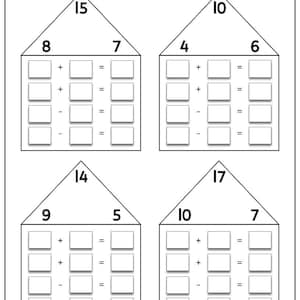 Number Fact Families Worksheet: Addition & Subtraction to 20 (digital ...