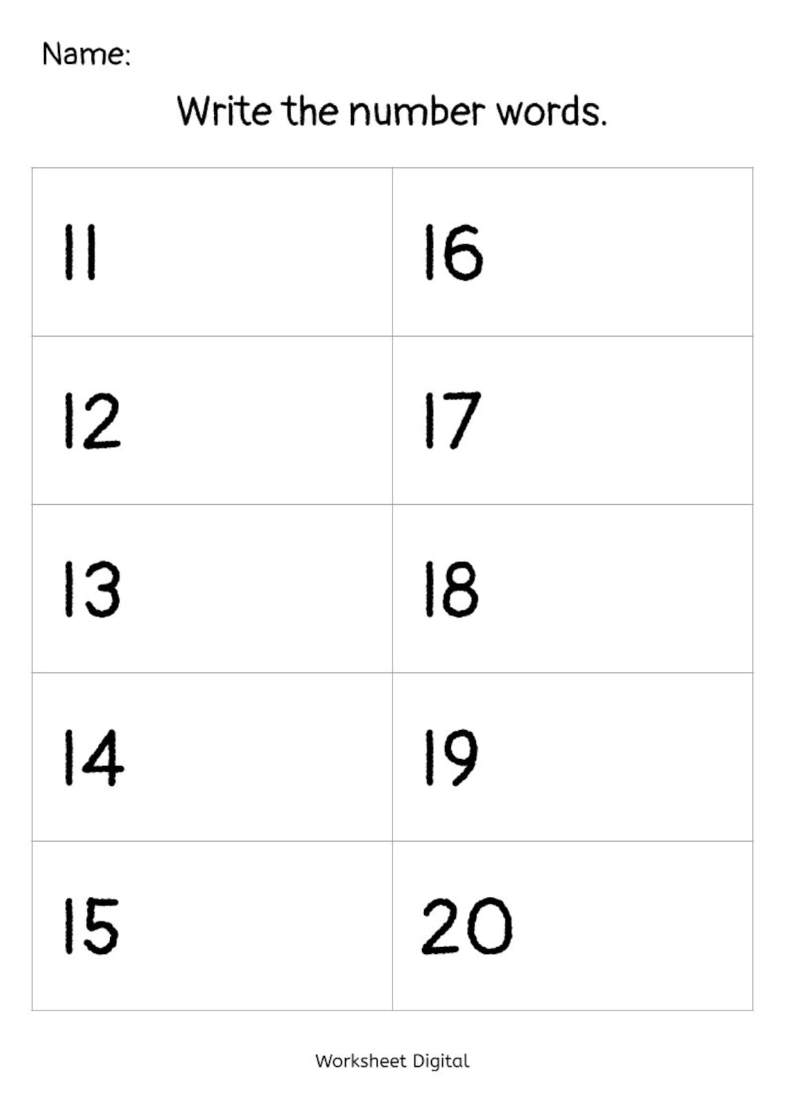 Numbers 1 20 Number Words and Tally Marks Printable - Etsy Canada