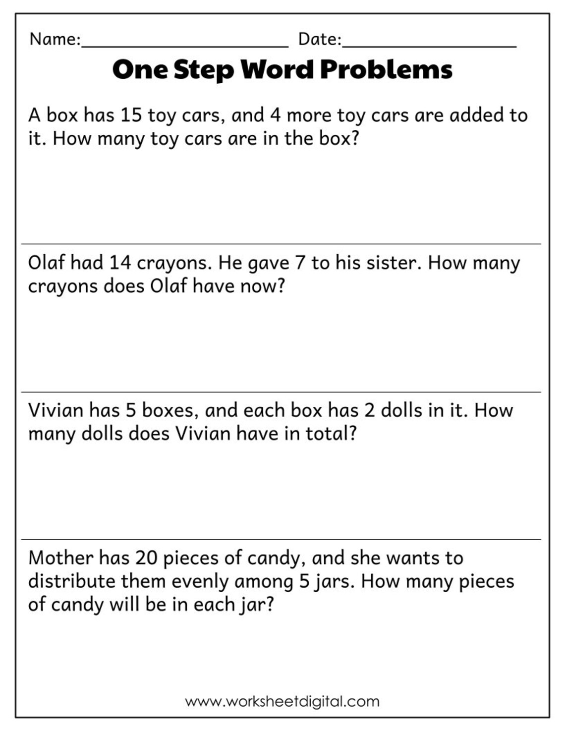 One Step Word Problems All Operations PDF Word Problems Worksheet For