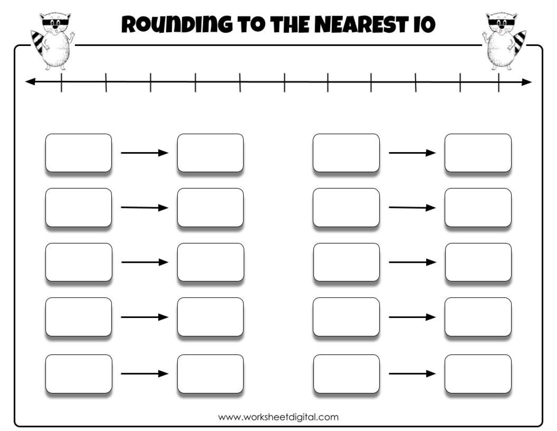 Rounding to Nearest 10 Math Worksheet: Grades 1-3 (PDF) - Etsy