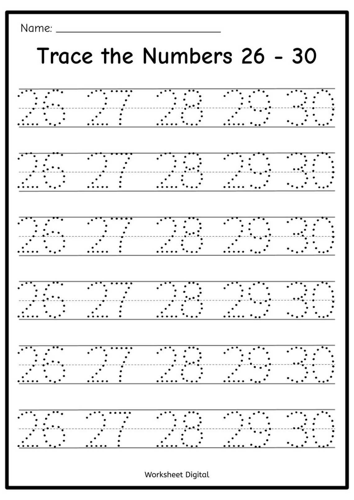 Printable Numbers 1-50 Tracing Worksheets: Homeschool Kindergarten (PDF ...