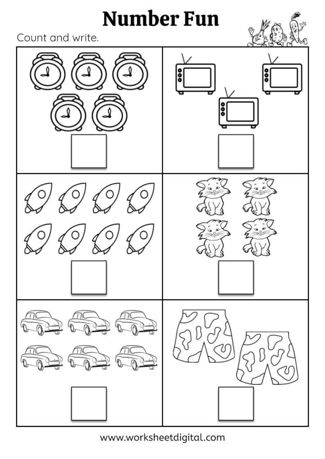 Printables Kindergarten Math Worksheets, Numbers 1 to 10, Counting ...