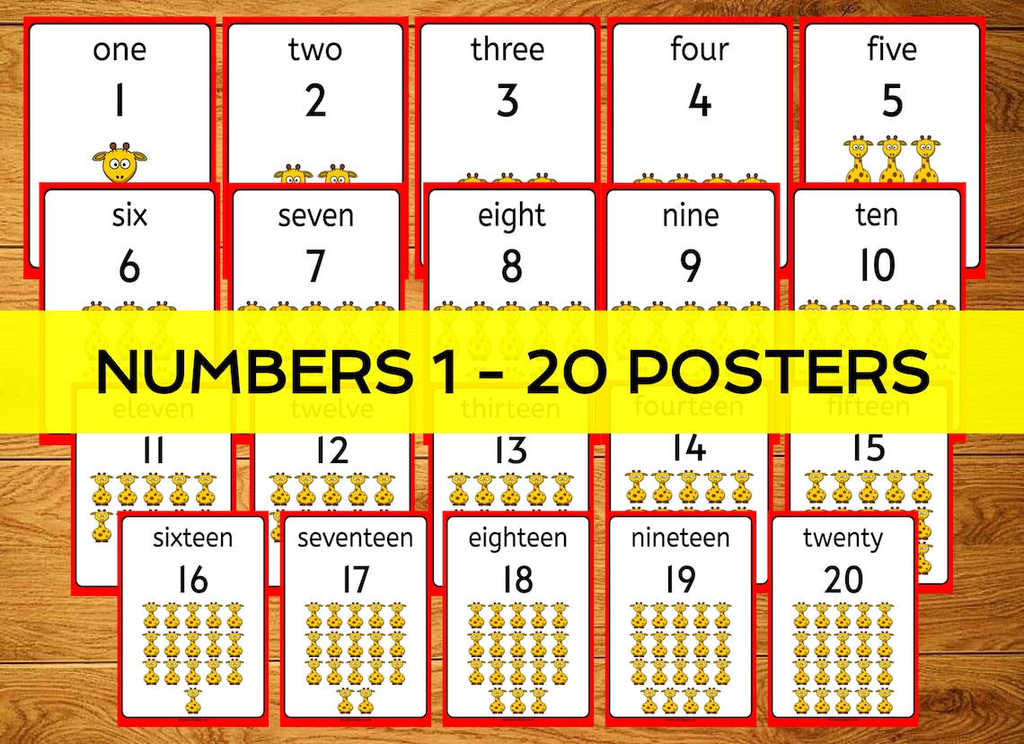 20 Printable Numbers Posters 1-20. Happy Giraffe Numbers 1-20 ...