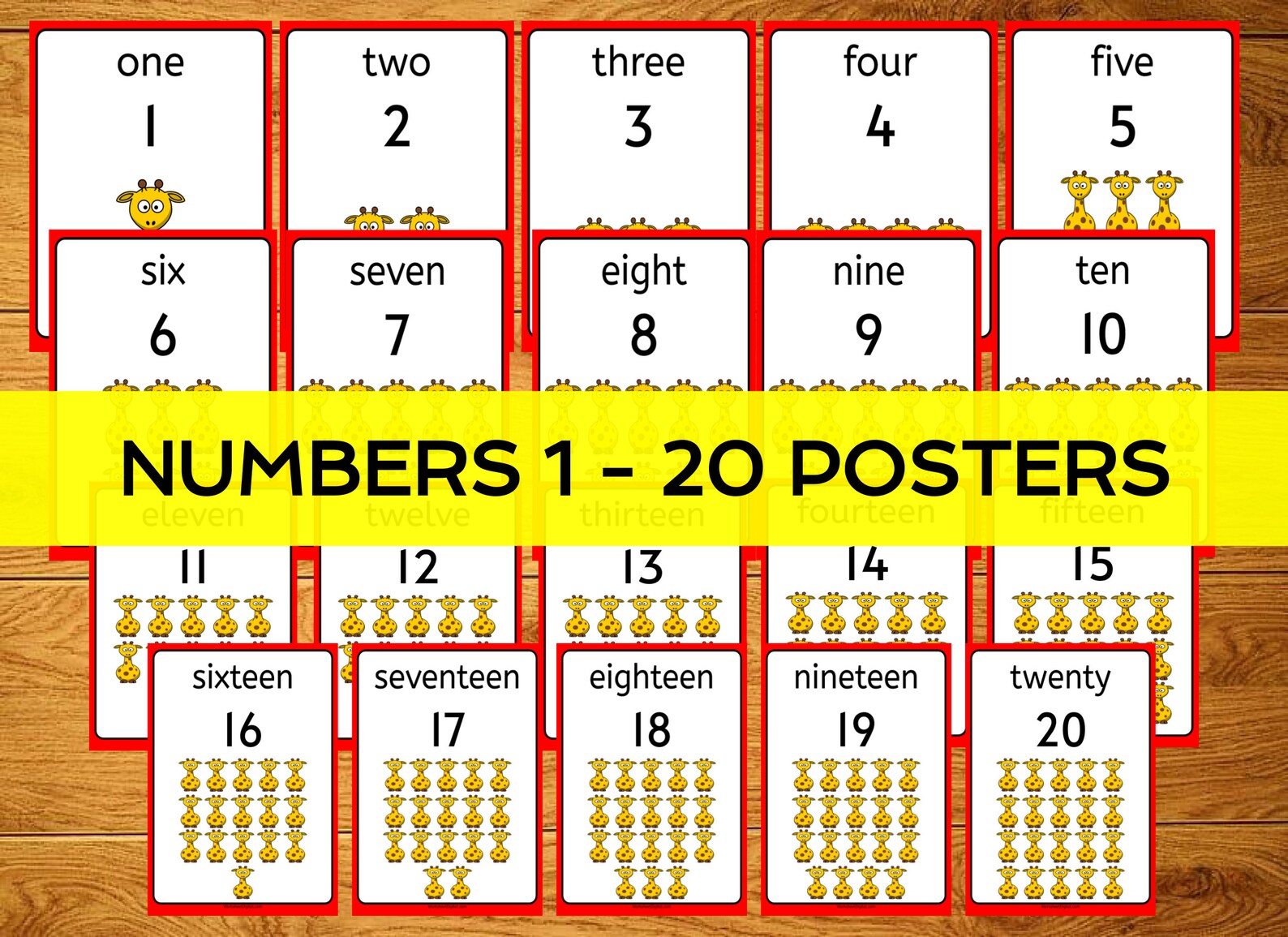 20 Printable Numbers Posters 1-20. Happy Giraffe Numbers 1-20 ...