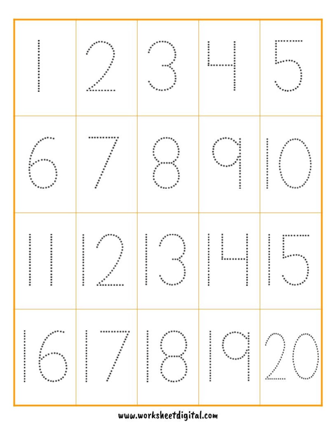 Number Tracing Practice 1-20 Counting, Tracing Writing Worksheet ...
