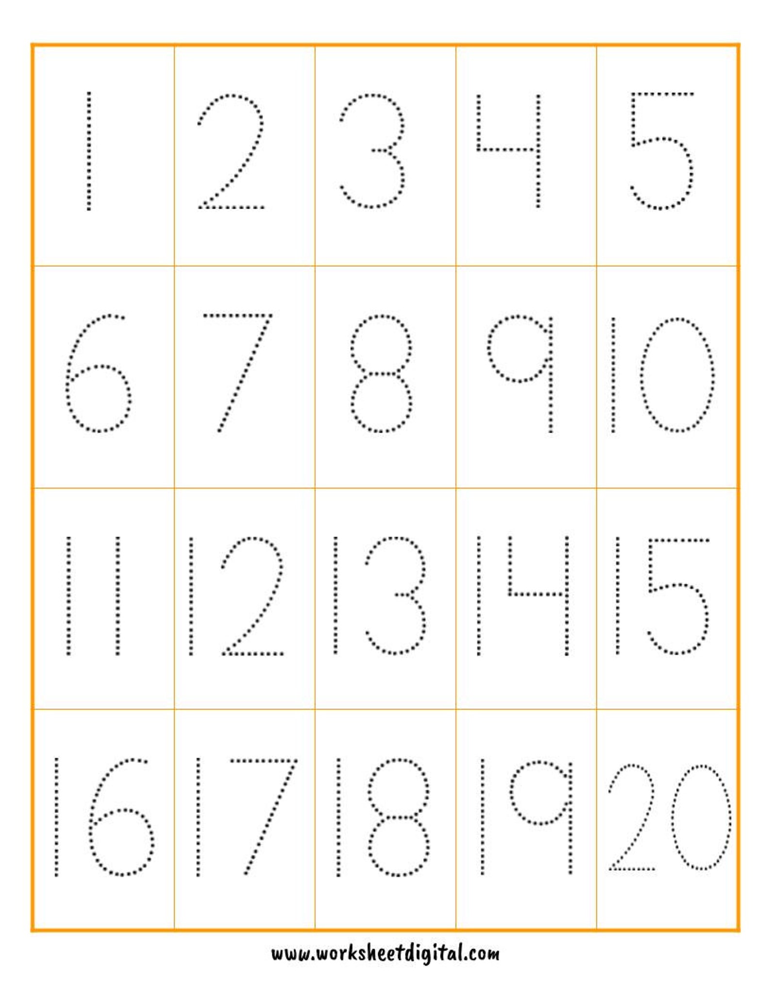 Number Tracing Practice 1-20 Counting, Tracing Writing Worksheet ...