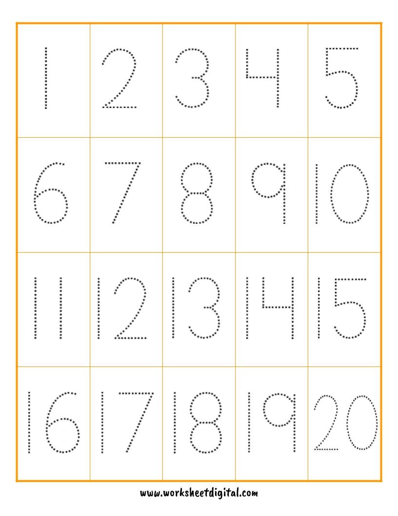 Number Tracing Practice 1-20 Counting, Tracing Writing Worksheet ...