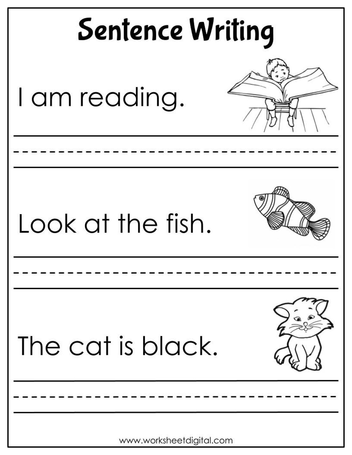 20 Printable Sentence Writing Worksheets, Simple Sentences,writing ...