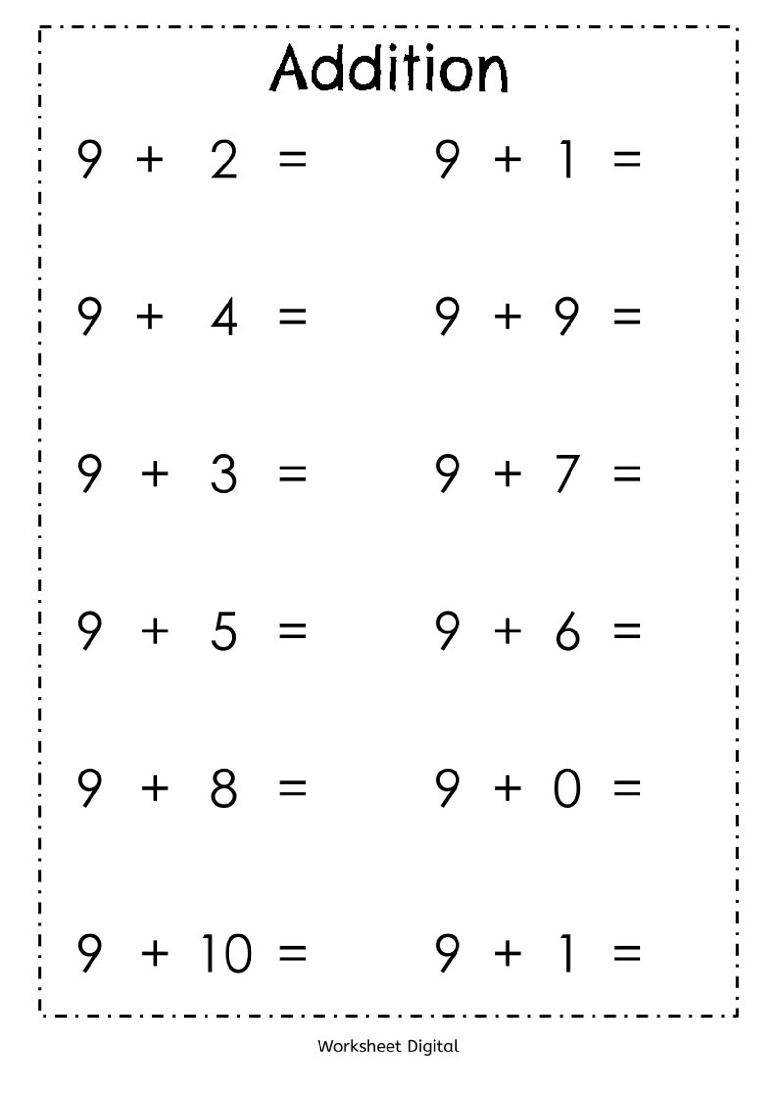 20 Printable Addition Worksheets Numbers 1-10 for Preschool ...