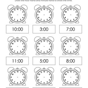 Telling Time Hour Clock Printable Educational Prints - Etsy Canada