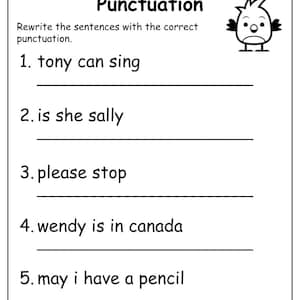 Printable Punctuation Worksheets, Punctuation Practice Worksheets for ...