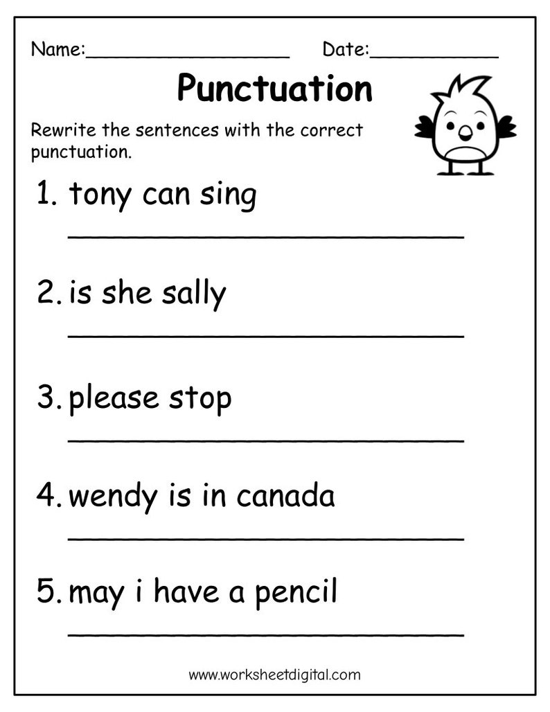 Printable Punctuation Worksheets, Punctuation Practice Worksheets for ...