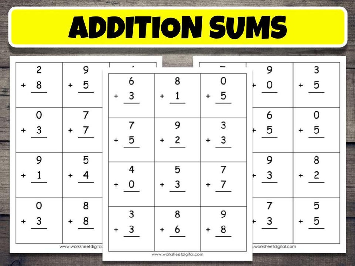 30 Kindergarten Addition Worksheets, Grade 1 Math Worksheets, Single ...